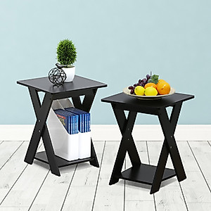 FURINNO Modern Simplistic End Table Set, 2-Pack, Espresso