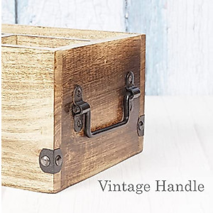 Mother's Day Gifts Wooden Kitchen Utensil Holder With 4 Compartments Wood Utensil Organiser for Cutlery, Napkins, Cups Caddy Organizer