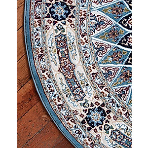 Unique Loom Narenj Collection Area Rug - Adams (10' Round Blue/Burgundy)