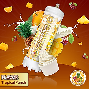Galaxy Gas Tropical Punch Flavor, Whipped Cream Dispenser Cartridge Tank, Nitrous Oxide 2.2L 1100 Gram, Whipped Cream Tank, N2O Charger Tank, 1 Cylinder