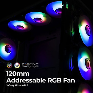 Zalman IF120 Infinity Mirror ARGB 120mm Case Fans, Silent 3-Pin Addressable RGB Fans for Computer Case & Liquid Radiator, 1200RPM Smooth and Silent Fans, 55.2 CFM, ARGB Controller Included (3 Pack)