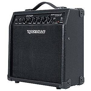 Rockville G 20 Watt Guitar Amplifier Dual Input Combo Amp Bluetooth/Delay, Black