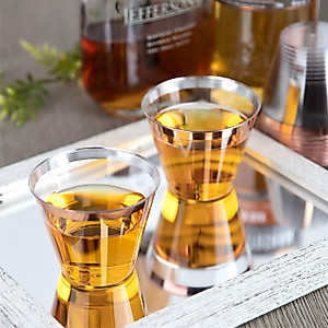 PLASTICPRO 9 oz Disposable Plastic Party Cups,Old fashioned Designed Tumblers, Crystal Clear (Clear With Rose Gold Rim, 100)