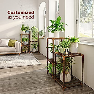 4 Sets of Package Plant Stands Combo Indoor Outdoor Plants Stands for Living Room Balcony Garden
