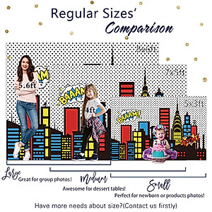 Allenjoy 96" x 72" Superhero Themed Backdrops Super City Skyline Buildings Children Birthday Supplies Favors Decorations Photography Party Event Banner Photo Studio Booth Background Baby Shower Vinyl