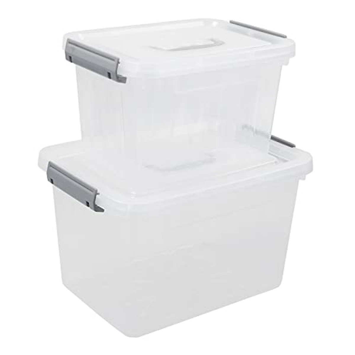 Ggbin 12 Quart & 6 Quart Latch Storage Box Bin with Handle, 2 Packs, Clear
