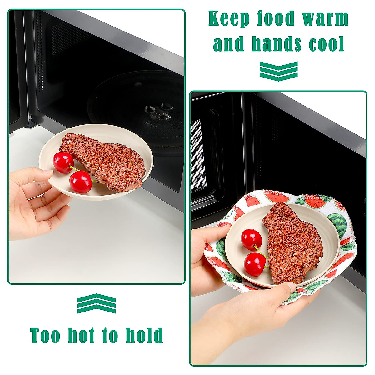 Microwave Bowl Holders Set of 5, Microwave Safe Hot Bowl Holder Multipurpose Heat Resistant Fruit Geometric Pattern Bowl Pot Holder Polyester Sponge Bowl Pads Plate Dish Pads for Soup Bowl (Fruit)