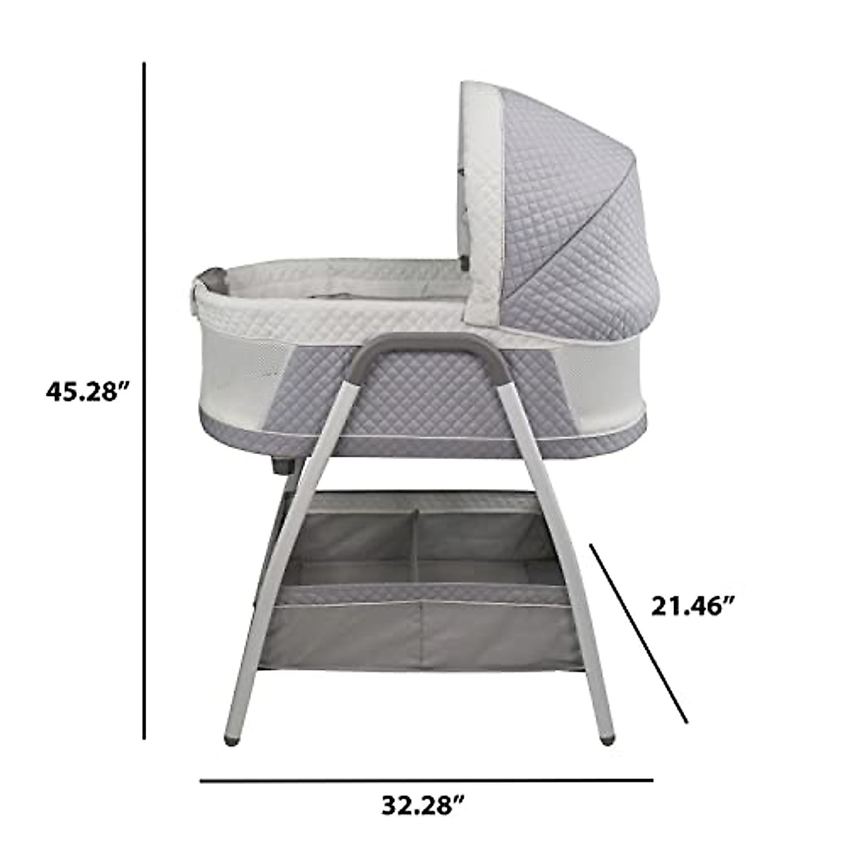TruBliss Baby 2-in-1 Journey Convertible Infant Bassinet Crib Sleeper with Nightlight, Vibrations, Lullabies, and Nature Noises, Soft Grey