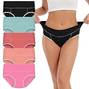 5 PC Seamless Underwear for Women Cotton Mid Waisted Panties No Show Soft Stretch Underwear Ladies Invisibles Hipster Briefs