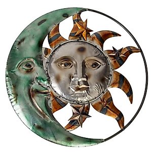 Metal Wall Art Crescent Moon Sun Stars Indoor Outdoor Garden Wall Hanging Decor 20 inches