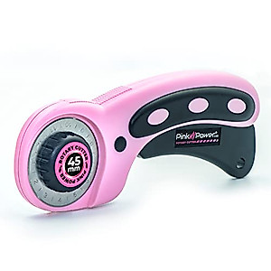 Pink Power Rotary Cutter Set with Ergonomic Handle Fabric Cutter Wheel for Sewing, Quilting, Crafting, and Scrapbooking and 45mm Rotary Cutter Blade (Rotary Cutter)