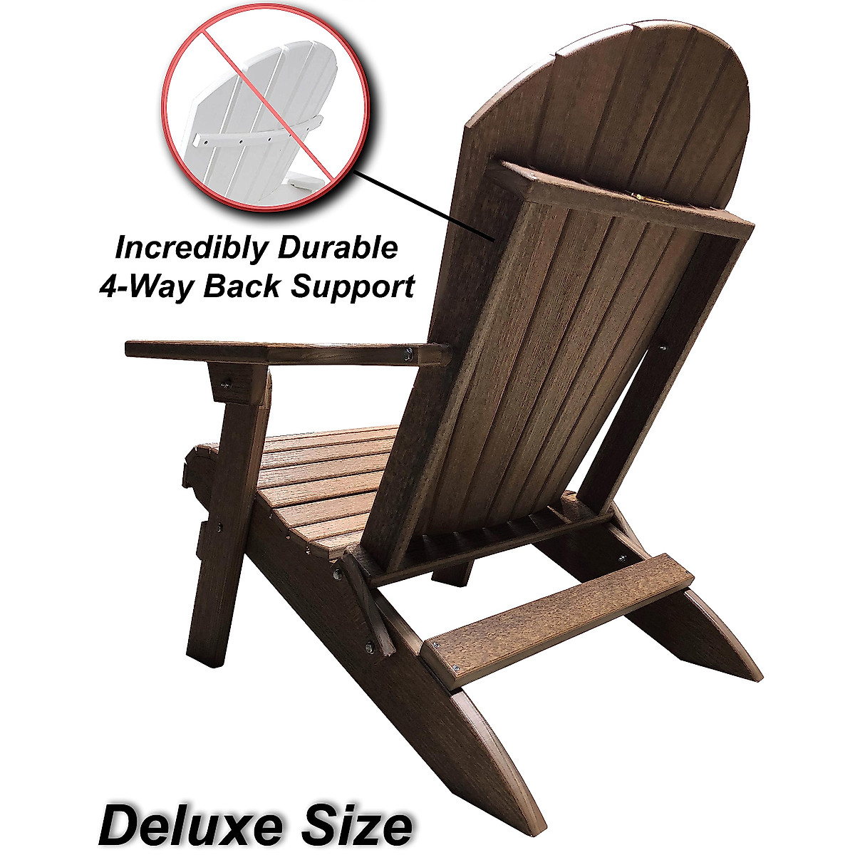 DuraWeather Poly® Classic King Size Folding Adirondack Chair (Antique Mahogany)