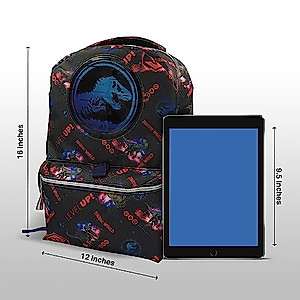 Fast Forward Jurassic Park Backpack for kids - 6 pieces Set, Dinosaur Backpack with Lunch Box, Perfect for Back to School & Elementary Age Boys