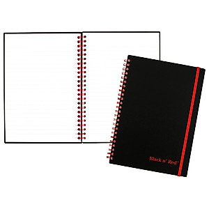 Black n' Red Twin Spiral Poly Cover Notebook, Medium, Black, 70 Ruled Sheets, Pack of 1 (C67009)