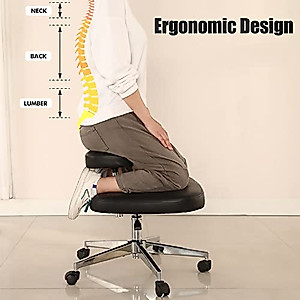 Tcowoy Ergonomic Cross Legged Chair for Office or Home,Kneeling Chair with Adjustable Height for Computer Workers, Yoga Lovers, Meditation Fanatics (Black)