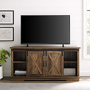 Home Accent Furnishings Tucker 58 Inch Sliding Barn Door Television Stand in Rustic Oak