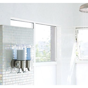 simplehuman Triple Wall Mount Shower Pump, 3 x 15 fl. oz. Shampoo and Soap Dispensers, Stainless Steel