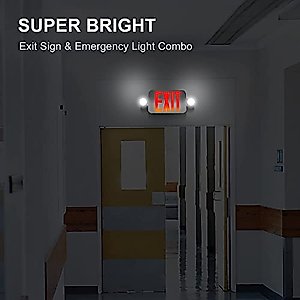 LEDIARY 2 Pack Exit Sign with Emergency Lights, Red and Green Exit Sign Color Changeable, UL Certified, Battery Backup and Two LED Adjustable Head, Exit Sign for Business