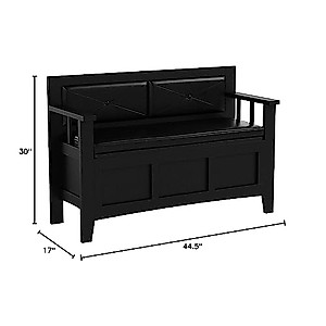 Linon Carlton Padded Bench, 44.5"W x 17"D x 30"H, Black