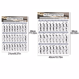 SYCOOVEN Flute Chord Chart, Portable Durable Flute Fingering Chart, White Chord Chart for Flute Fingering Practice, Chord Chart Beginner Student for Teaching or Group Study, Flute Accessories