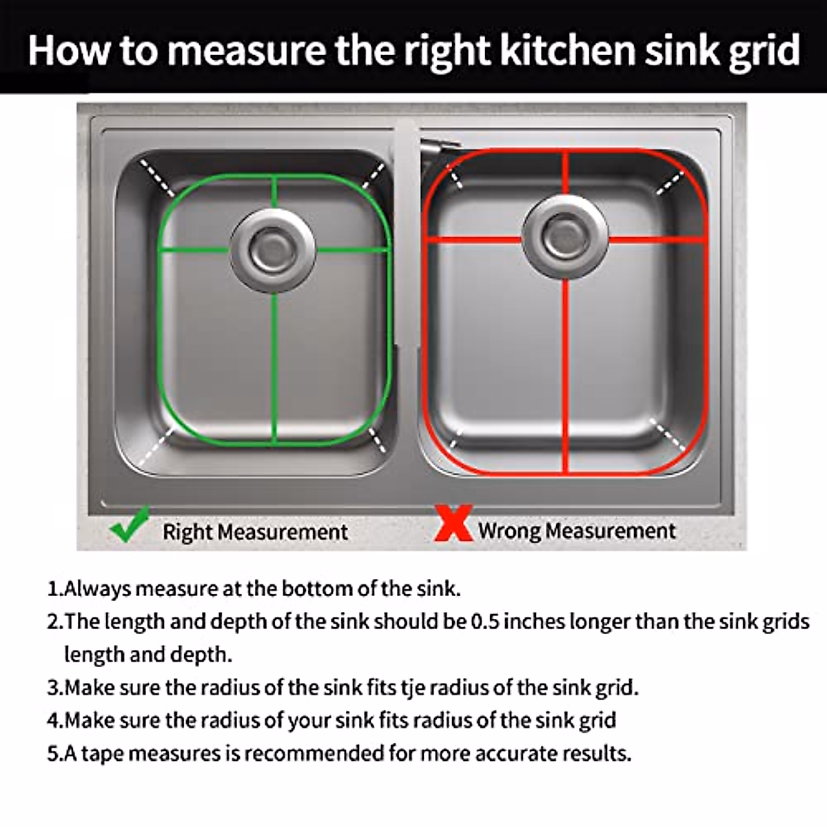 2Pack Sink Protector Grid 13"x16"and 11.2"x14.5", 304 Stainless Steel Sink Protectors for Kitchen Sink, Rust Resistant Metal Kitchen Sink Grid with 2Pack Sink Strainers (Rear Drain/4Pack)