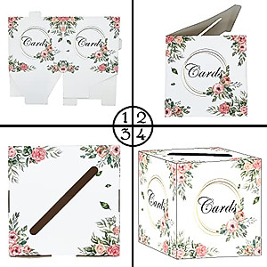 HEIPINIUYE Pink Floral Card Box Floral Gift Card Box Holder Wedding Card Box Money Box Card Box Holder for Wedding Baby Shower Bridal Shower Birthday Party Favor Table Centerpiece Decoration