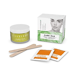 VidaSleek Hard Wax Kit: Wax Kit for Coarse Hair - At Home Waxing Kit With Hard Wax for Face, Underarms, Bikini - Microwavable, Stripless, All Natural, Plant-based Chlorophyll