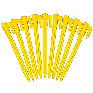 Hikemax 60 Pack Plastic Tent Pegs Garden Landscape Stakes 5.7 Inch for Anchoring Garden Netting, Camping Tents, Rain Tarps and Landscape Fabric Lawn Edging