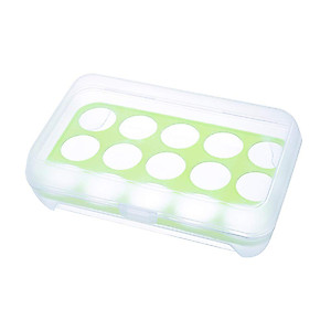 1 Piece Kitchen Refrigerator Eggs Storage Box 15 Eggs Holder Food Storage Container Storage Boxes Organizers(Green, Clear)