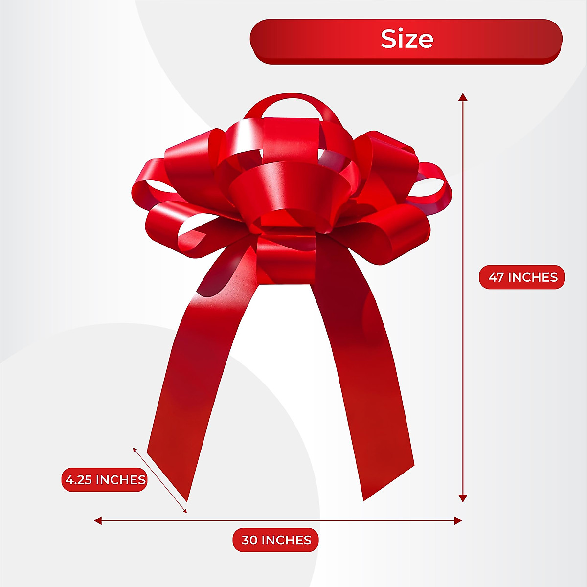 CarBowz Big Red Car Bow, Giant Bow, Non Scratch Magnet, Weather Resistant Vinyl, Fully Assembled