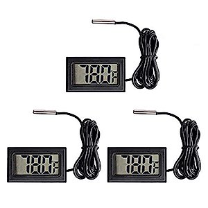 Organizer 3pcs Black Digital LCD Thermometer Temperature Monitor with External Probe for Fridge Freezer Refrigerator Aquarium (Fahrenheit) (Fahrenheit)