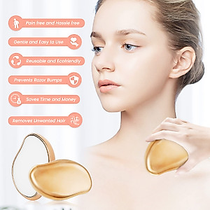 Crystal Hair Eraser for Women and Men, Reusable Crystal Hair Remover Magic Painless Exfoliation Hair Removal Tool, Magic Hair Eraser for Back Arms Legs,Gold