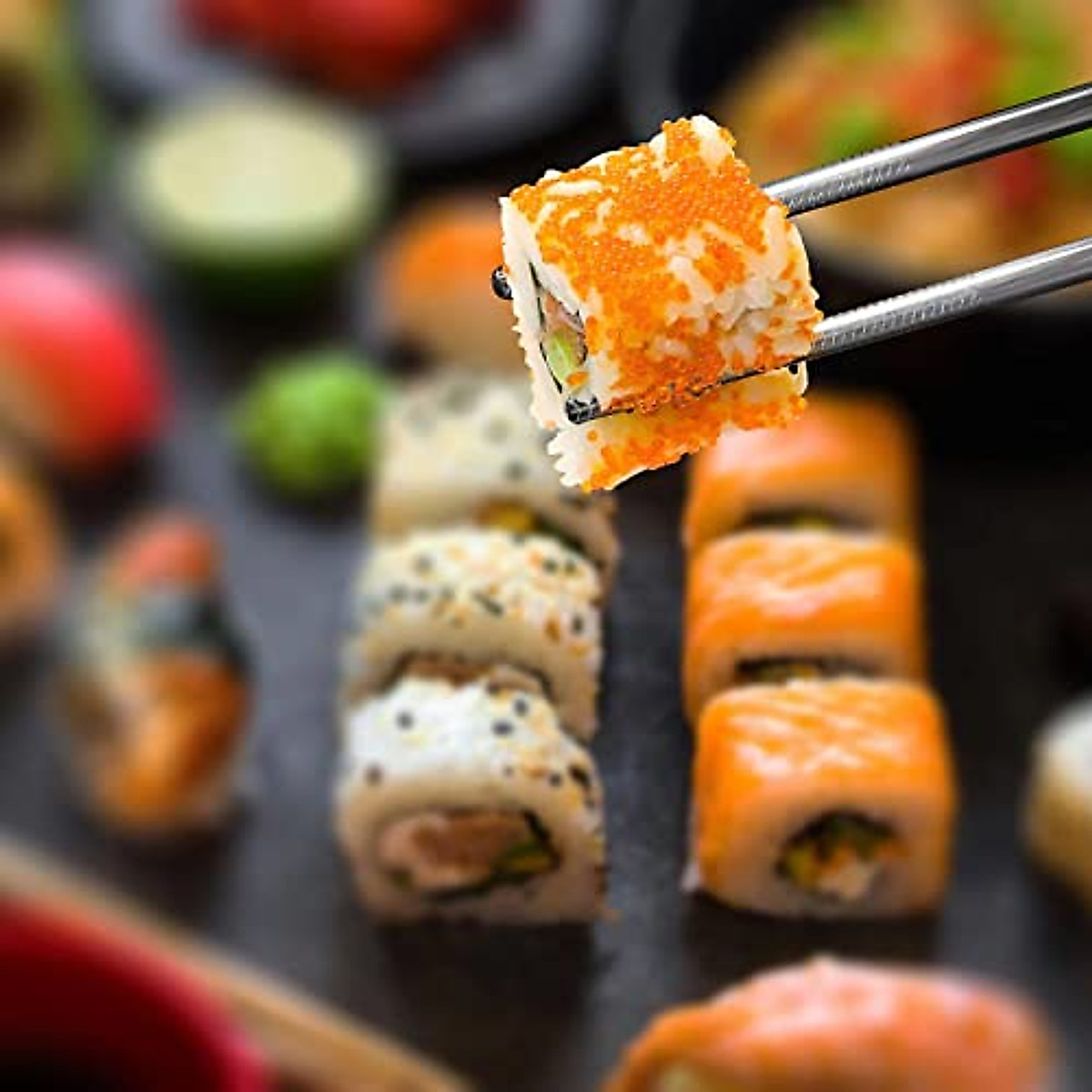 5 Pairs Stainless Steel Chopsticks JOMUCO Reusable Metal Chopsticks Dishwasher Safe Laser Engraved Pattern Chinese Korean Japanese Chopsticks Gift Set Easy to Use and Clean (Silver)