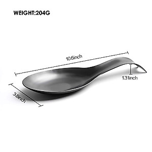 Pretty Jolly Fish Shape Stainless Steel Spoon Rest for Stove Top Metal Spoon Holder for Kitchen Counter Cooking Utensil Rest Rust Resistant Dishwasher Safe 10.6 x 3.8 Inch(Black 2PCS)