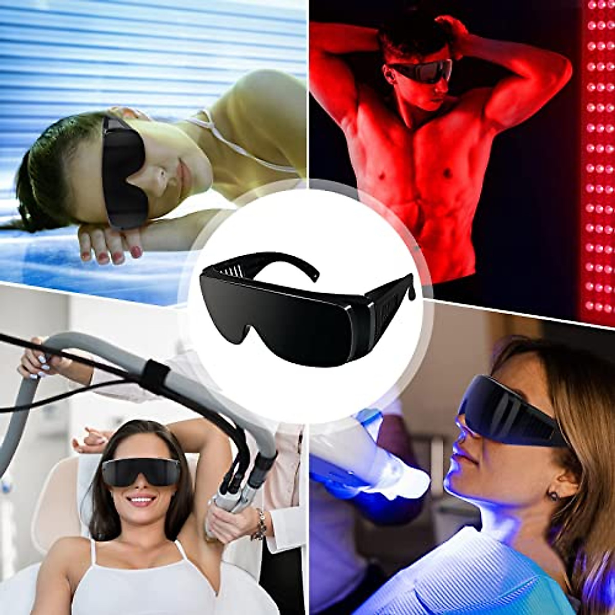 floxgino Red Light Therapy Glasses,Tanning Goggles, red light Protective Glasses, Effective Filtering 150nm-2200nm Red Light and Infrared, Eye Protection for Red Light Therapy.