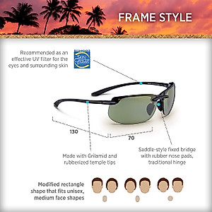Maui Jim Men's and Women's Banyans Polarized Universal Fit Rimless Sunglasses, Gloss Black/Maui HT™, Large