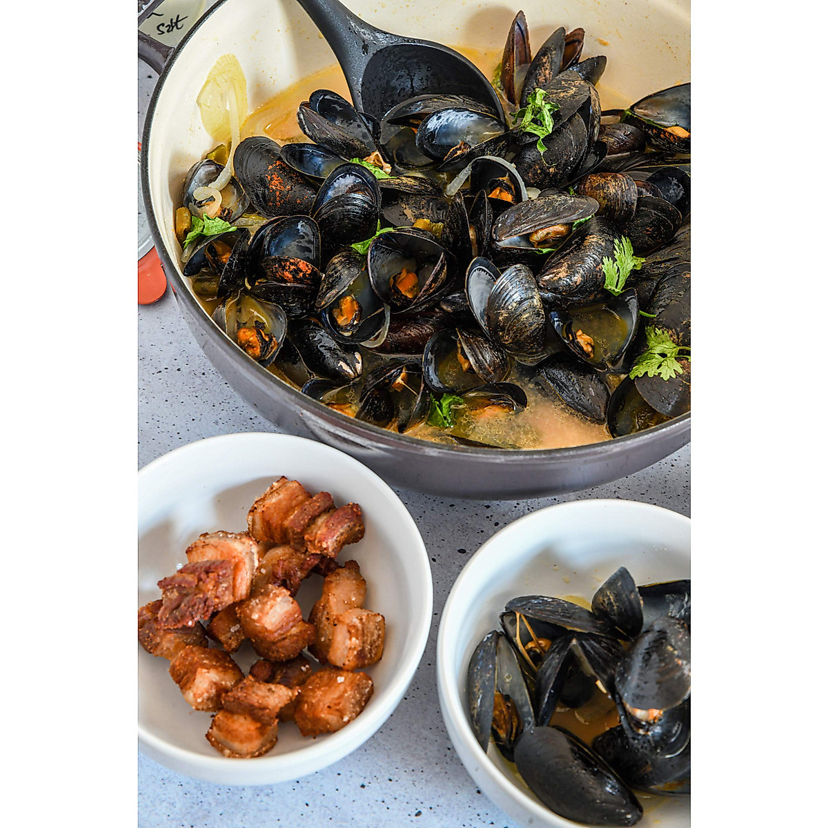 SAVEUR SELECTS Enameled Cast Iron 4-1/2-Quart Braiser with Stainless Steel Lid, Rabbit Grey, Voyage Series