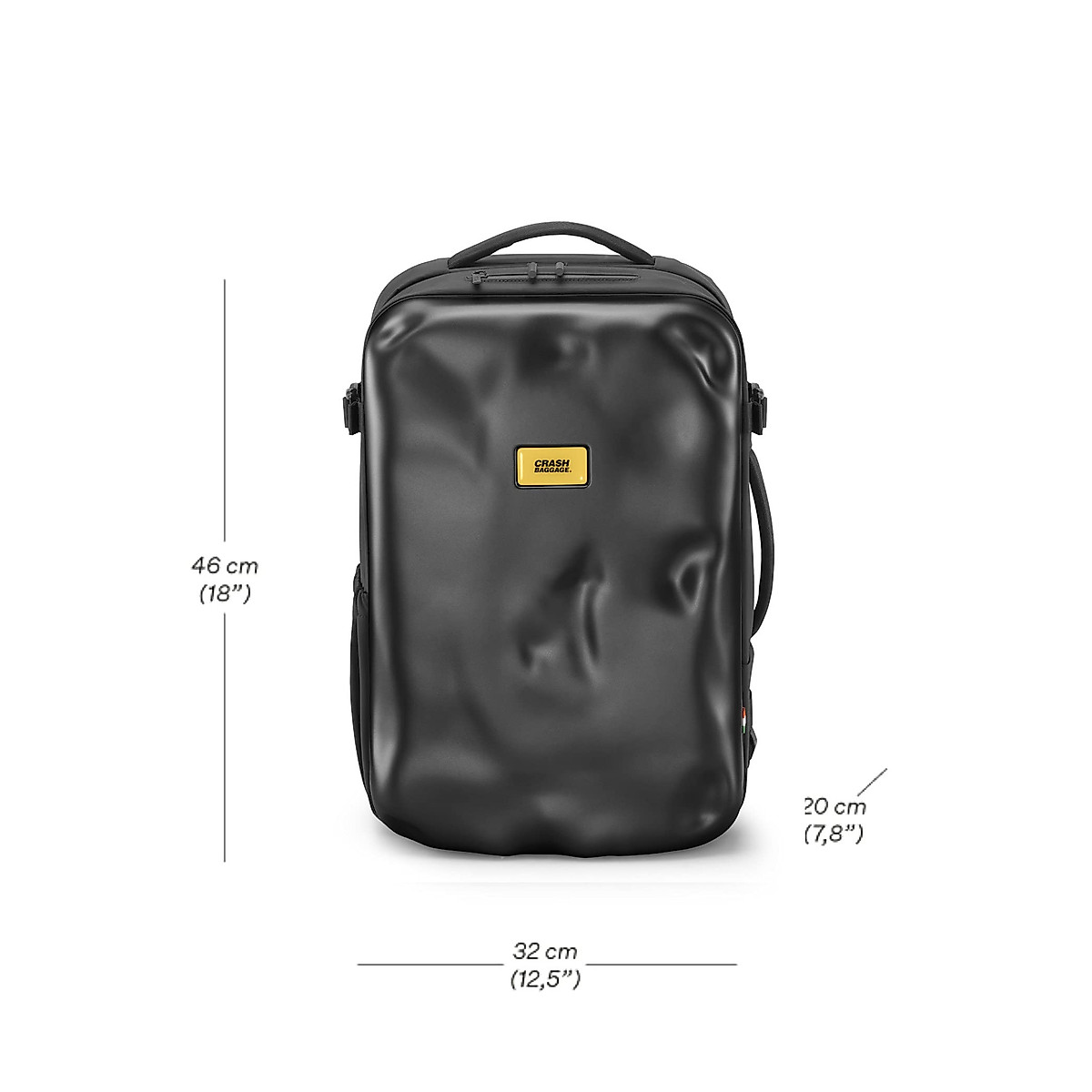 CRASH BAGGAGE Iconic Backpack | Black | 29L | Features a Rigid & Protective Dented Shell to Protect Your Items
