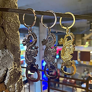 Keychain Beer Bottle Opener, Metal Dragon Shape Opener with Key Ring Chains Easy to Carry, Creative Gift APAPKPAR (silver)