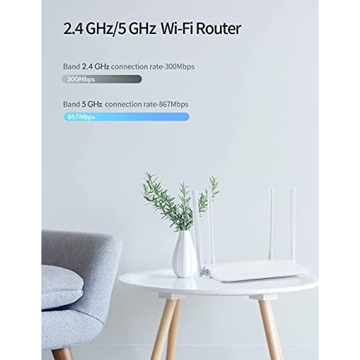 ZJX Gigabit Dual Band Routers for Wireless Internet, AC1200 WiFi Router for Home, Long Range Coverage, MU-MIMO, AP Mode, Guest WiFi and Parental Control, white
