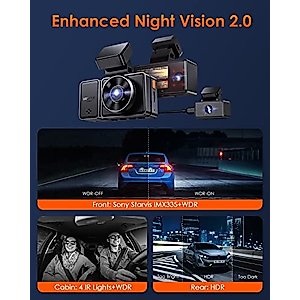 Bundle: Vantrue E3 3 Channel WiFi Dash Cam with GPS Speed, Wireless Remote Controller +256GB microSD Card