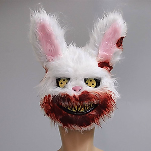 Halloween Mask Scary Bloody Plush Rabbit Masks Bloody Plush Head Masks Bunny Mask Head Bear Cosplay Costume Halloween Decor