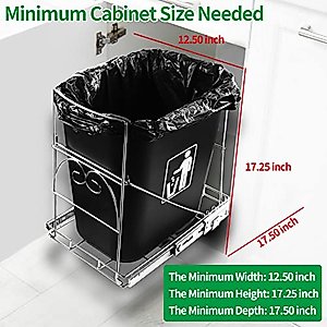Ormeli Pull Out Trash Can Under Cabinet, Adjustable Garbage SlideOut Shelf for Kitchen, Roll-Out Sliding Rack for Waste Can Under Kitchen Sink/Panty, Trash Can Not Included