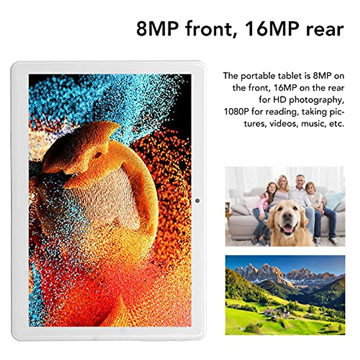 Gold IPS WiFi Tablet 2.4G 5G 6GB 128GB Tablet 8MP 16MP Support for Office (US Plug)