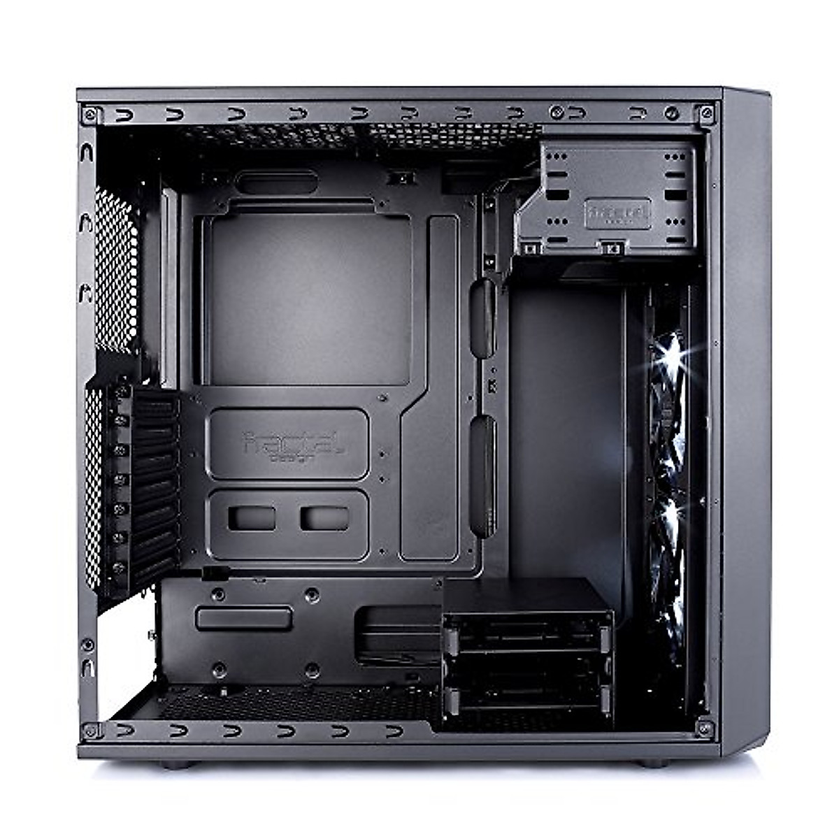 Fractal Design Focus G - Mid Tower Computer Case - ATX - High Airflow - 2X Fractal Design Silent LL Series 120mm White LED Fans Included - USB 3.0 - Window Side Panel - Black