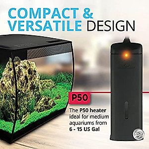 Fluval P50 Submersible Aquarium Heater for Up to 15 Gallons, 50 Watts