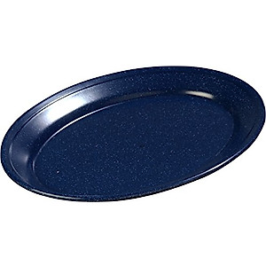 Carlisle FoodService Products Dallas Ware Reusable Plastic Oval Platter with Rim for Home and Restaurant, Melamine, 12 x 8.5 Inches, Café Blue, (Pack of 24)