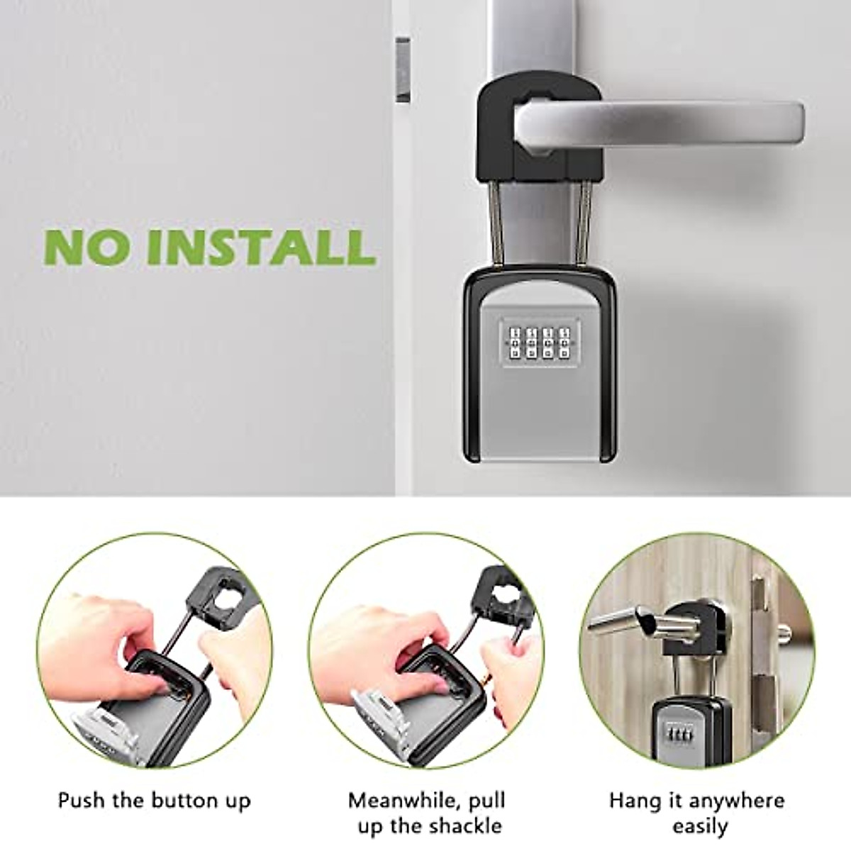 KeeKit Key Lock Box, Upgraded Key Safe Box with Removable Buckle, Resettable Code Key Storage Lock Box Waterproof with 4 Digit Combination, 5 Key Capacity for Home, Warehouse, Indoor & Outdoor