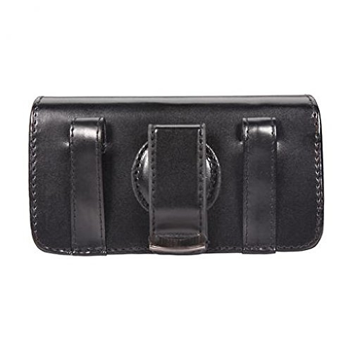 Black Leather Phone Case Cover Pouch Holster Swivel Belt Clip w Loops Compatible with T-Mobile LG V20 - T-Mobile Motorola Moto E5 Plus - T-Mobile Motorola Moto G7 Power