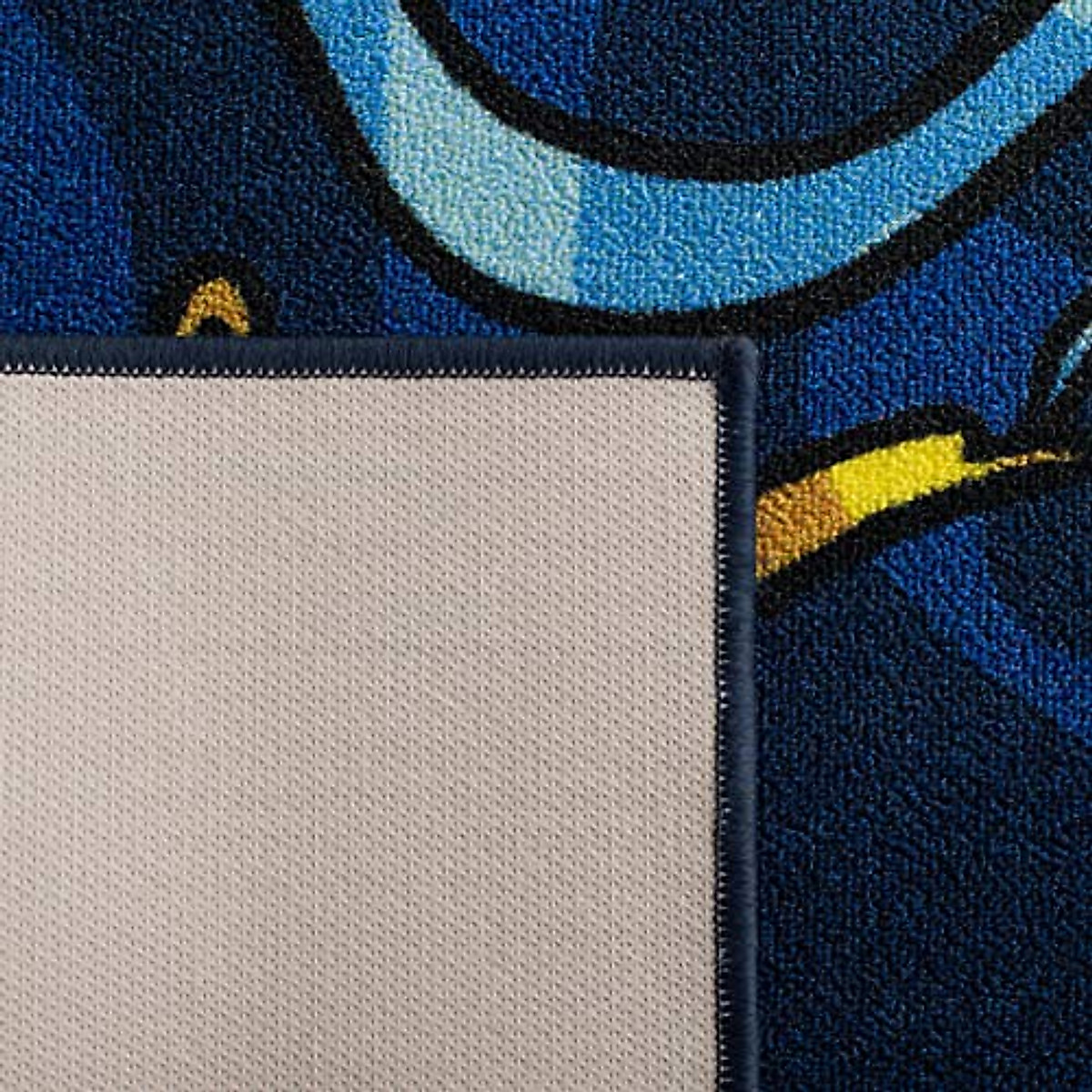 SAFAVIEH Machine Washable Slip Resistant Collection 2' 3" x 3' 9" Blue/Light Blue Inspired by Disney Aladdin - Genie Kids Bedroom Nursery Playroom Area Rug